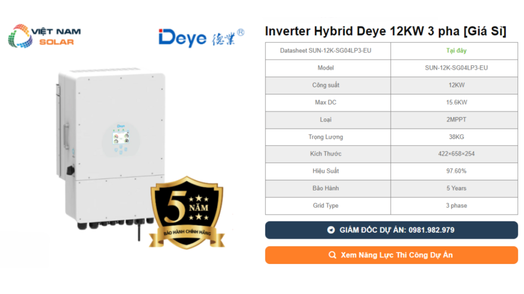 Inverter Hybrid Deye 12KW 3 Pha [Giá Sỉ]
