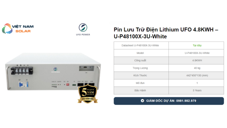 Pin Lưu Trữ Điện Lithium UFO 4.8KWH - U-P48100X-3U-White - Việt Nam Solar