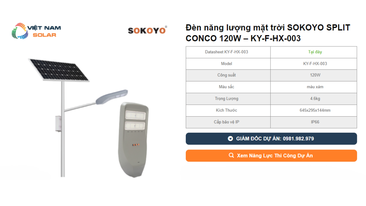 Đèn năng lượng mặt trời SOKOYO SPLIT CONCO 120W - KY-F-HX-003 - Việt ...