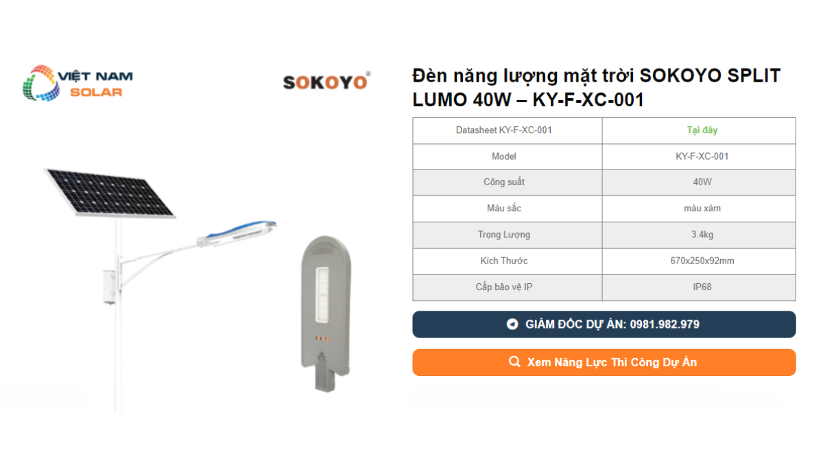 Đèn năng lượng mặt trời SOKOYO SPLIT LUMO 40W - KY-F-XC-001 - Việt Nam ...