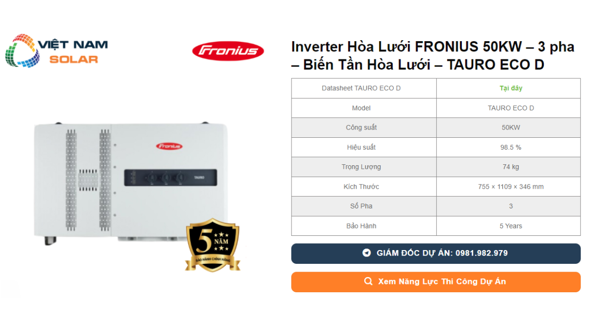 Inverter Hòa Lưới FRONIUS 50KW 3 pha [Giá Sỉ]