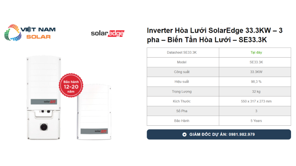 [Giá Sỉ] Inverter Hòa Lưới SolarEdge 33.3KW – 3 Pha – Biến Tần Hòa Lưới ...