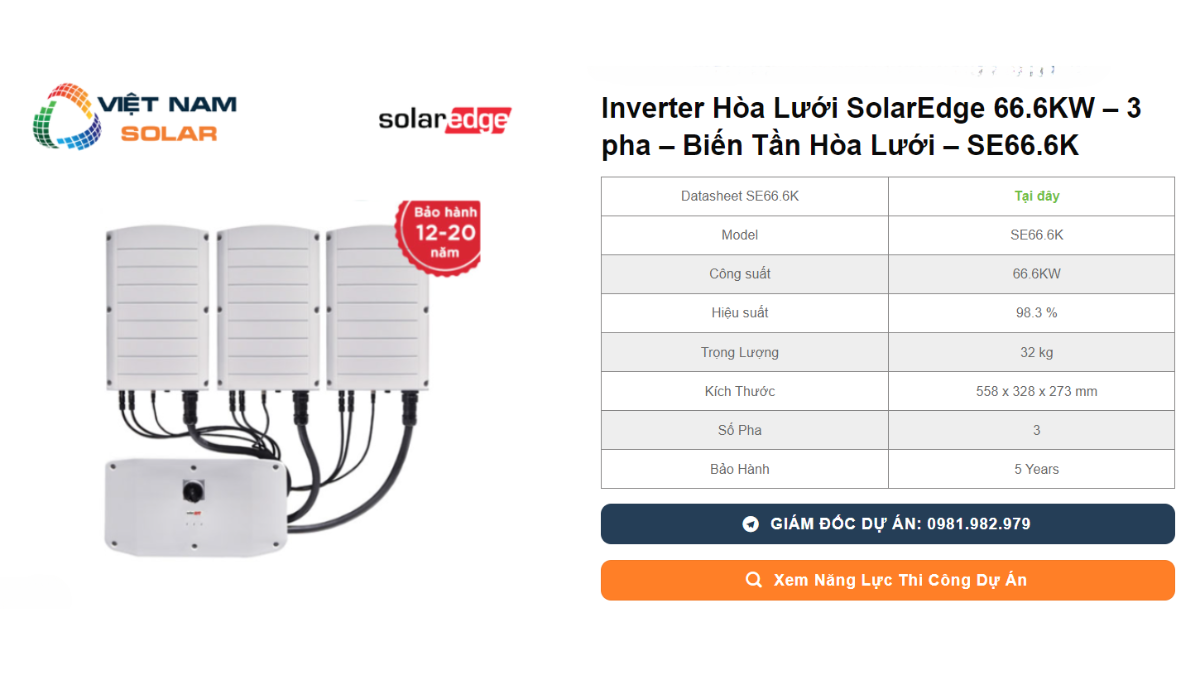 [Giá Sỉ] Inverter Hòa Lưới SolarEdge 66.6KW – 3 pha – Biến Tần Hòa Lưới ...