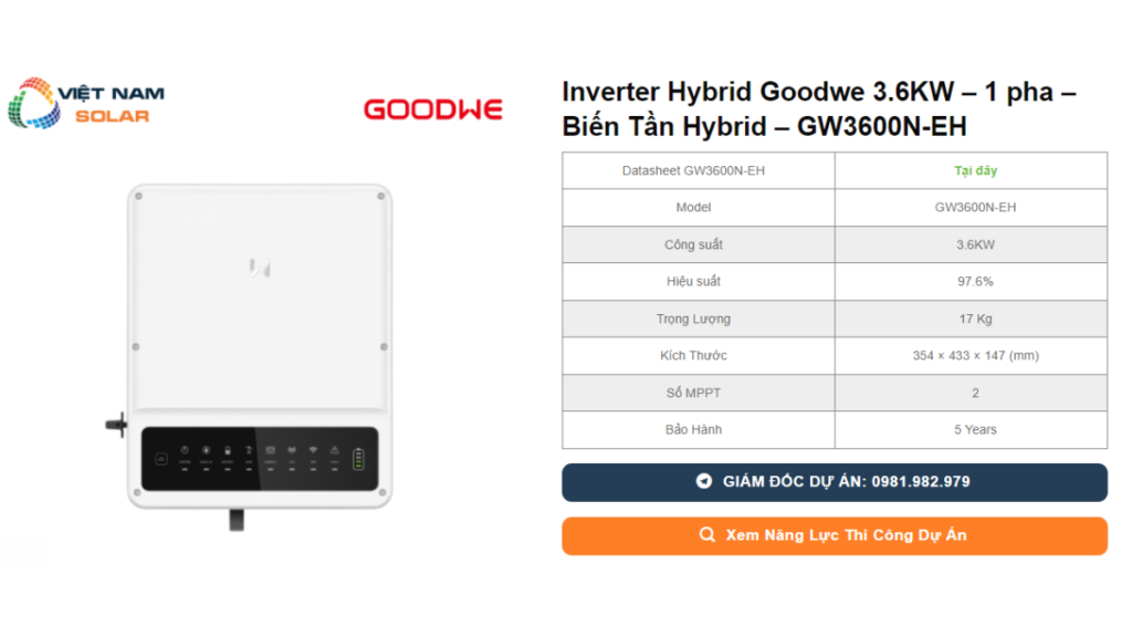 [Giá Sỉ] Inverter Hybrid Goodwe 3.6KW – 1 Pha – Biến Tần Hybrid ...