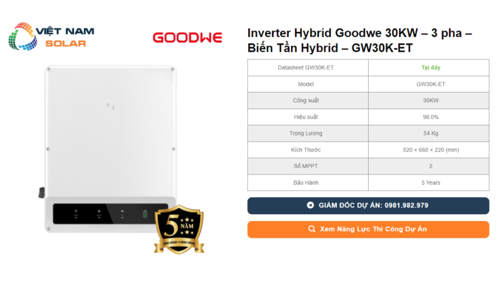 Inverter Hybrid Goodwe 30KW 3 Pha [Giá Sỉ]