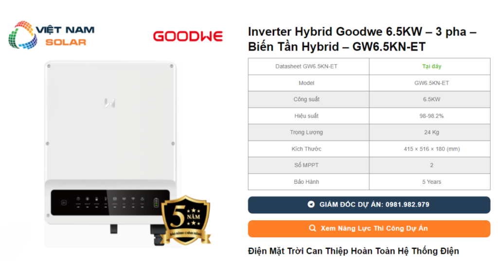 [Giá Sỉ] Inverter Hybrid Goodwe 6.5KW – 3 pha – Biến Tần Hybrid – GW6 ...
