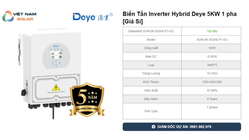Inverter Hybrid Deye 5KW 1 Pha [Giá Sỉ]