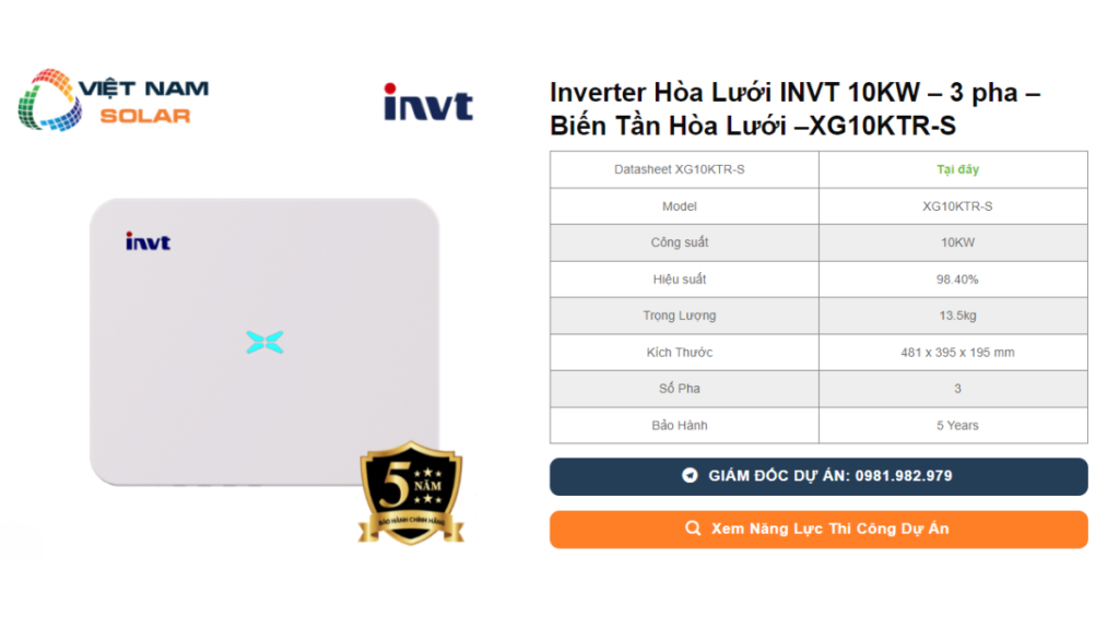 [Giá Sỉ] Inverter Hòa Lưới INVT 10KW – 3 Pha – Biến Tần Hòa Lưới –XG10KTR-S