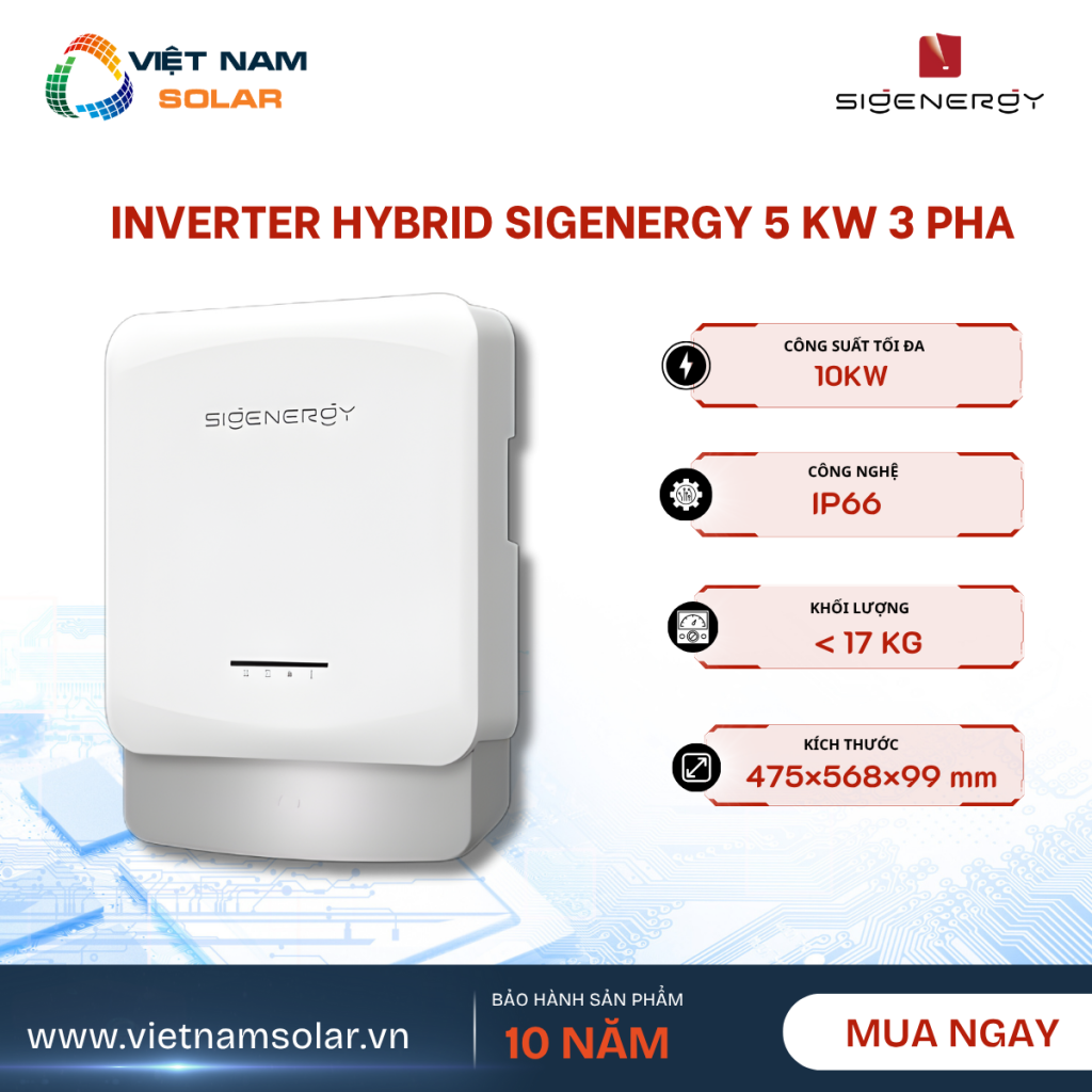Inverter Hybrid Sigenergy 5KW 3 Pha - 5.0 TP2 - Việt Nam Solar