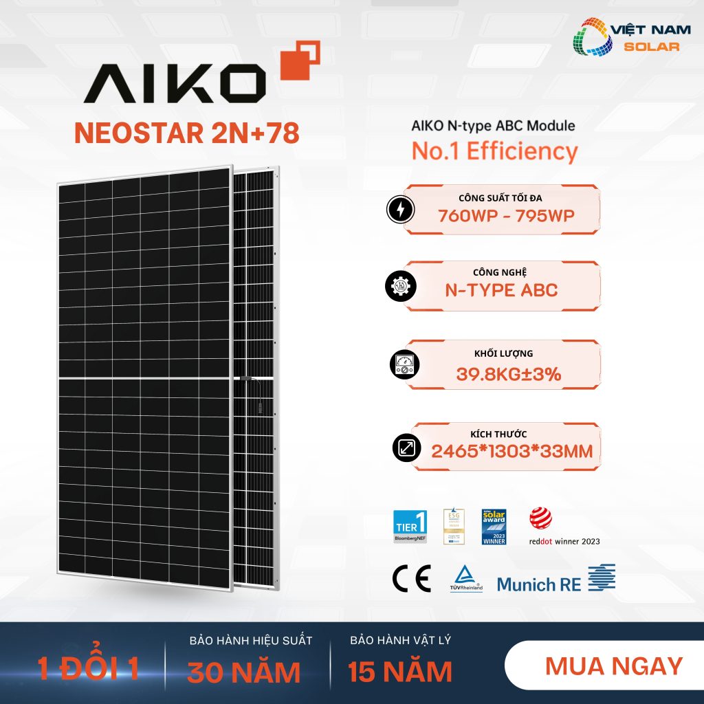 Aiko - Tấm Pin Mặt Trời Aiko Hiệu Suất Số 1 Thế Giới